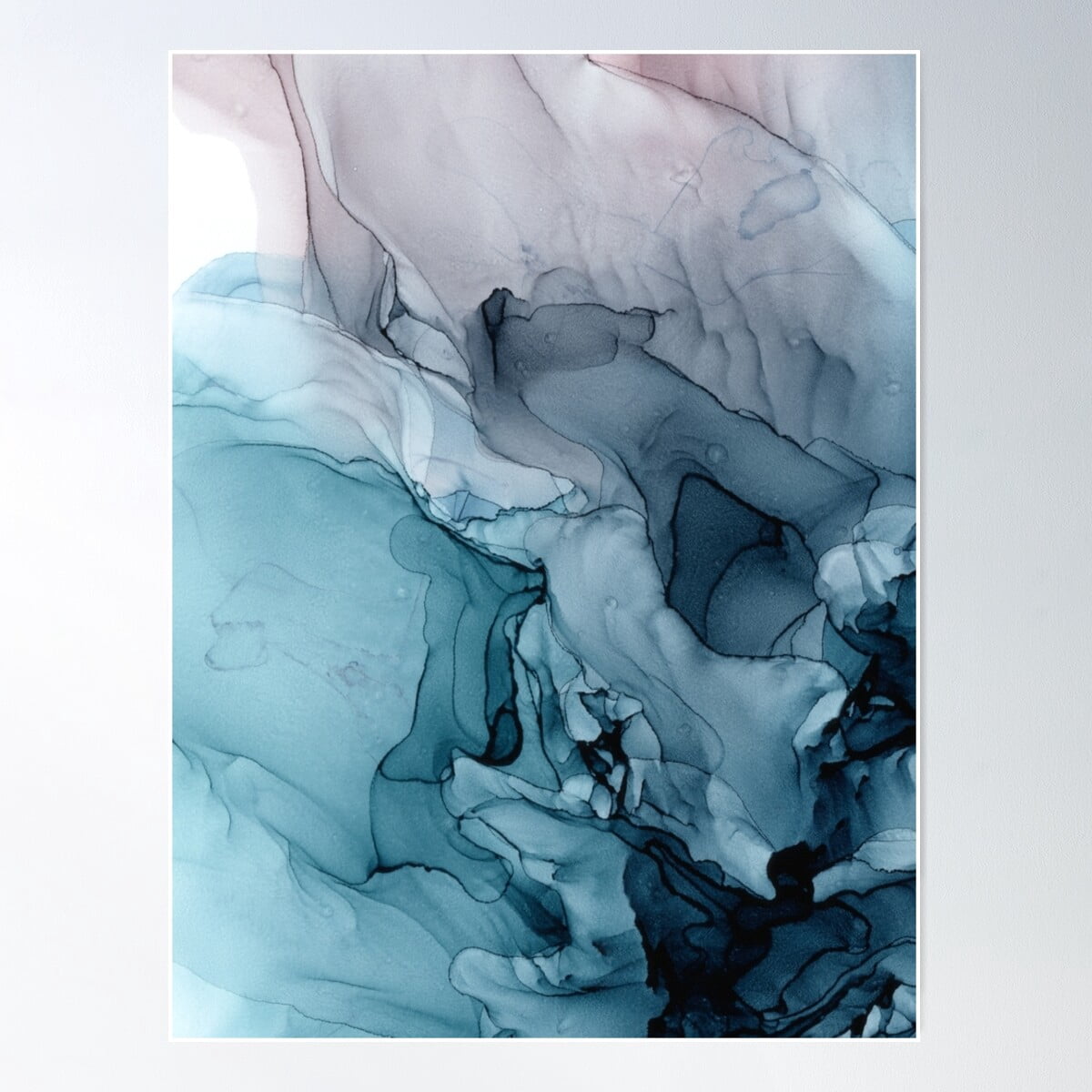 Blue Seas Mauve Sand Abstract Painting 1 Poster Wall Art Modern Wall ...