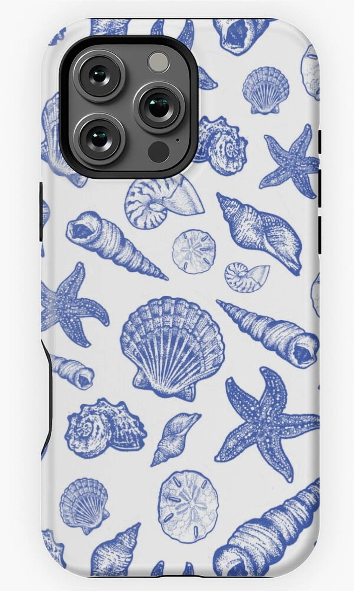 Blue Seashell Coastal Ocean Pattern Phone Case Compatible with iPhone ...