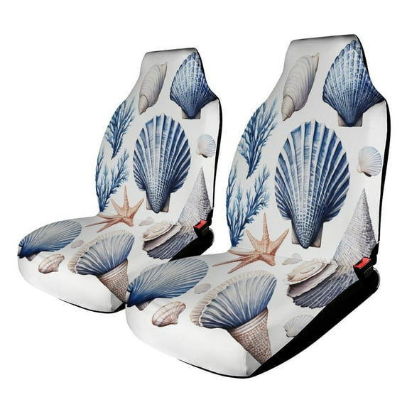Blue Seashell Coral Art Car Seat Covers Front Seats Universal Fit for ...
