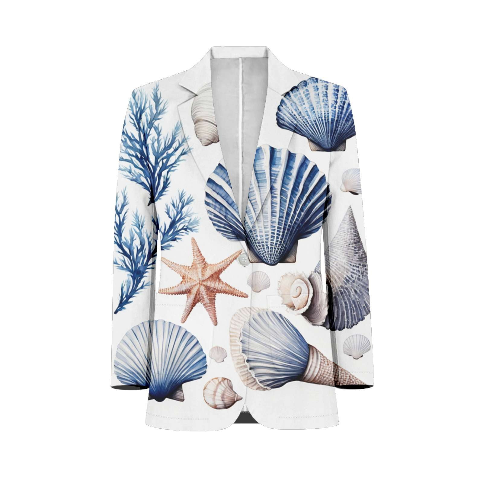 Blue Seashell Coral Art Customized Men's Suits full man Shawl Collar ...