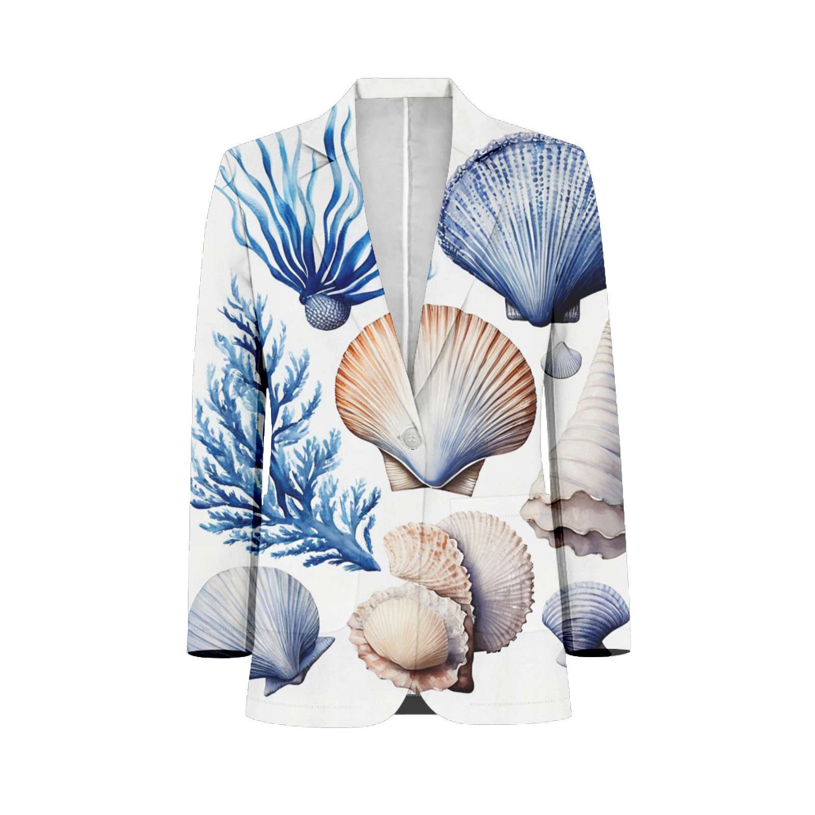 Blue Seashell Coral Art Men's Suit Blazer Casual Party Wear Slim Fit ...