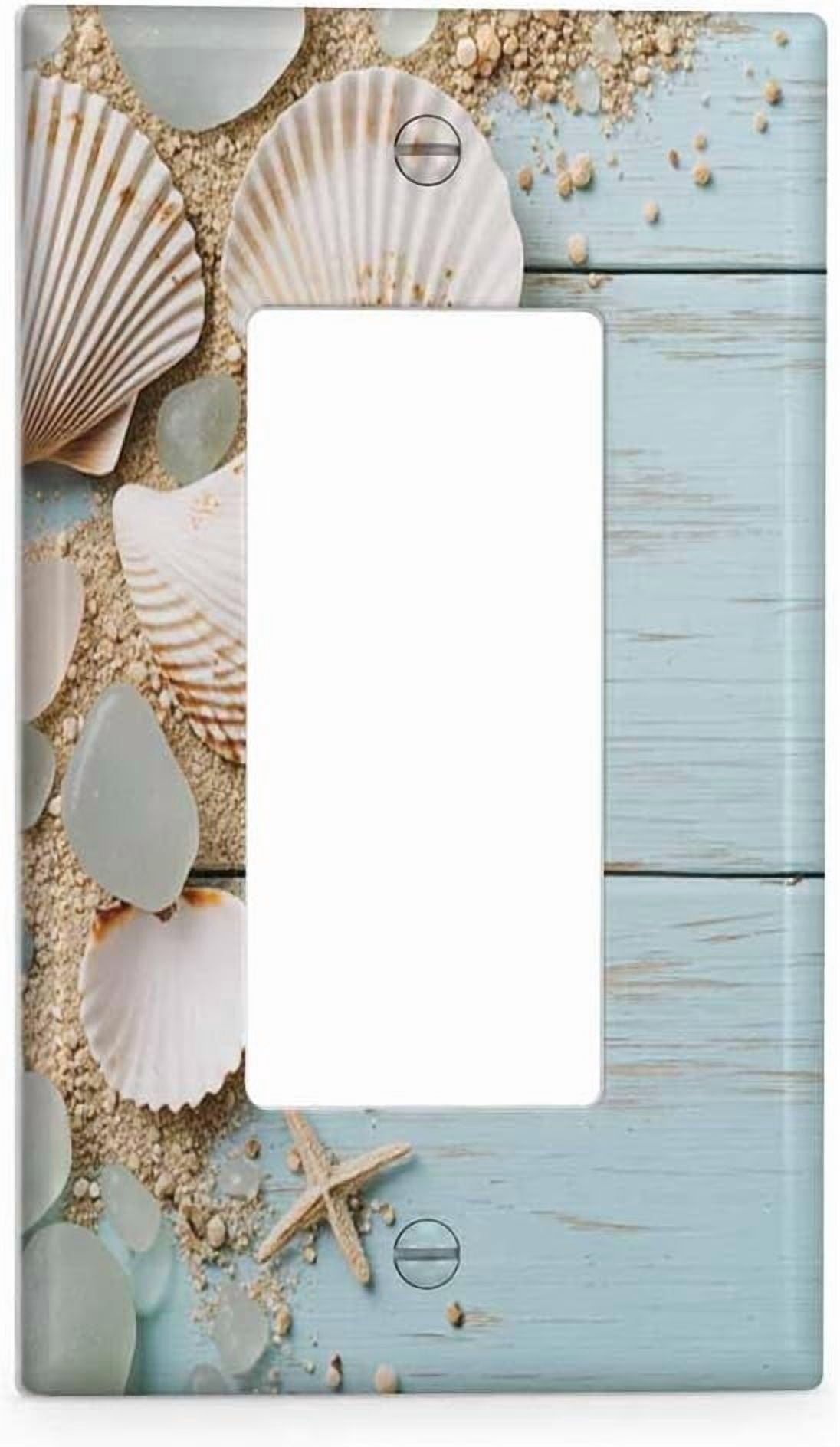 Blue Seashell Coral Light Switch Cover, 1 Gang Rocker/GFCI Wall Plate ...