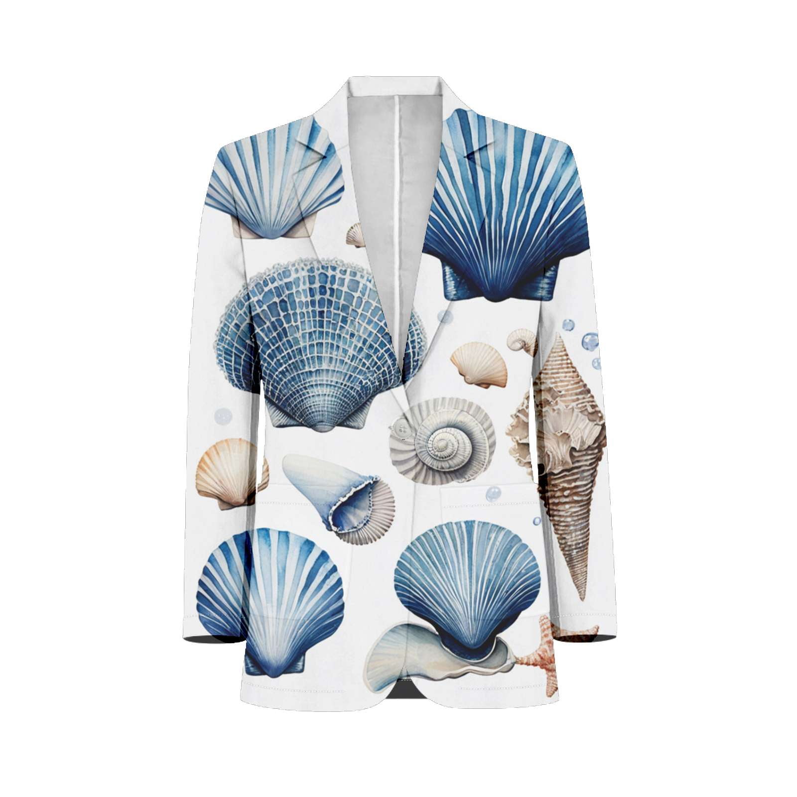 Blue Seashell Coral Print Customized Men's Suits full man Shawl Collar ...