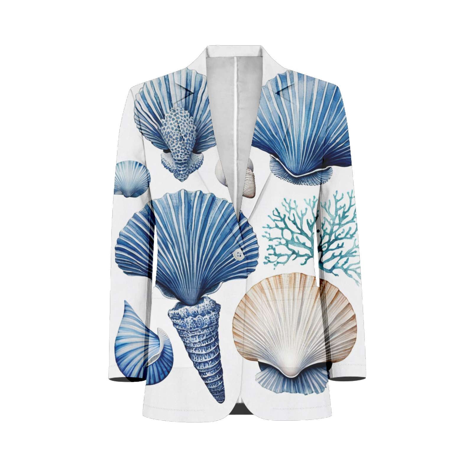 Blue Seashell Coral Print Men's Suit Blazer Casual Party Wear Slim Fit ...