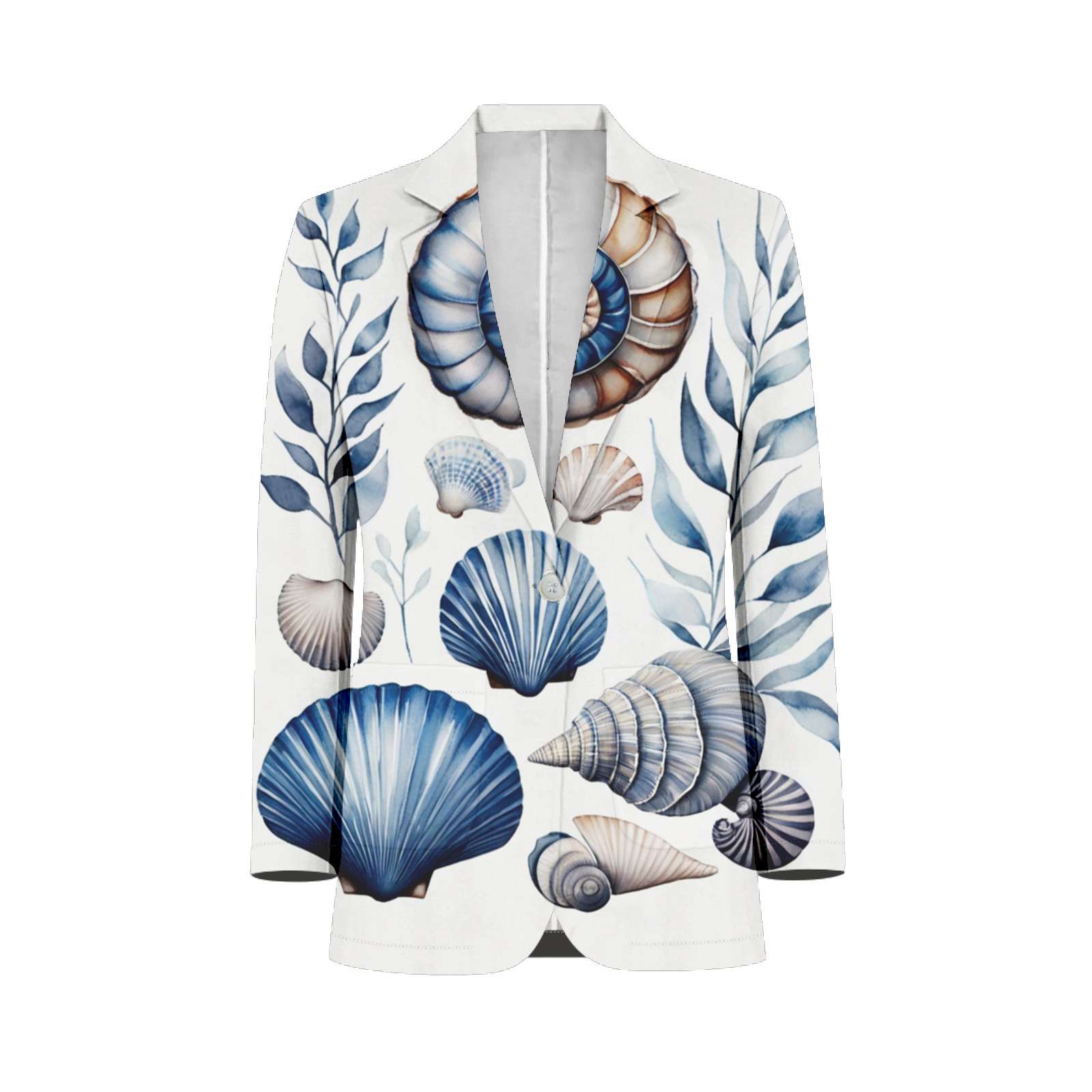 Blue Seashell Floral Print Men's Suit Blazer Casual Party Wear Slim Fit ...