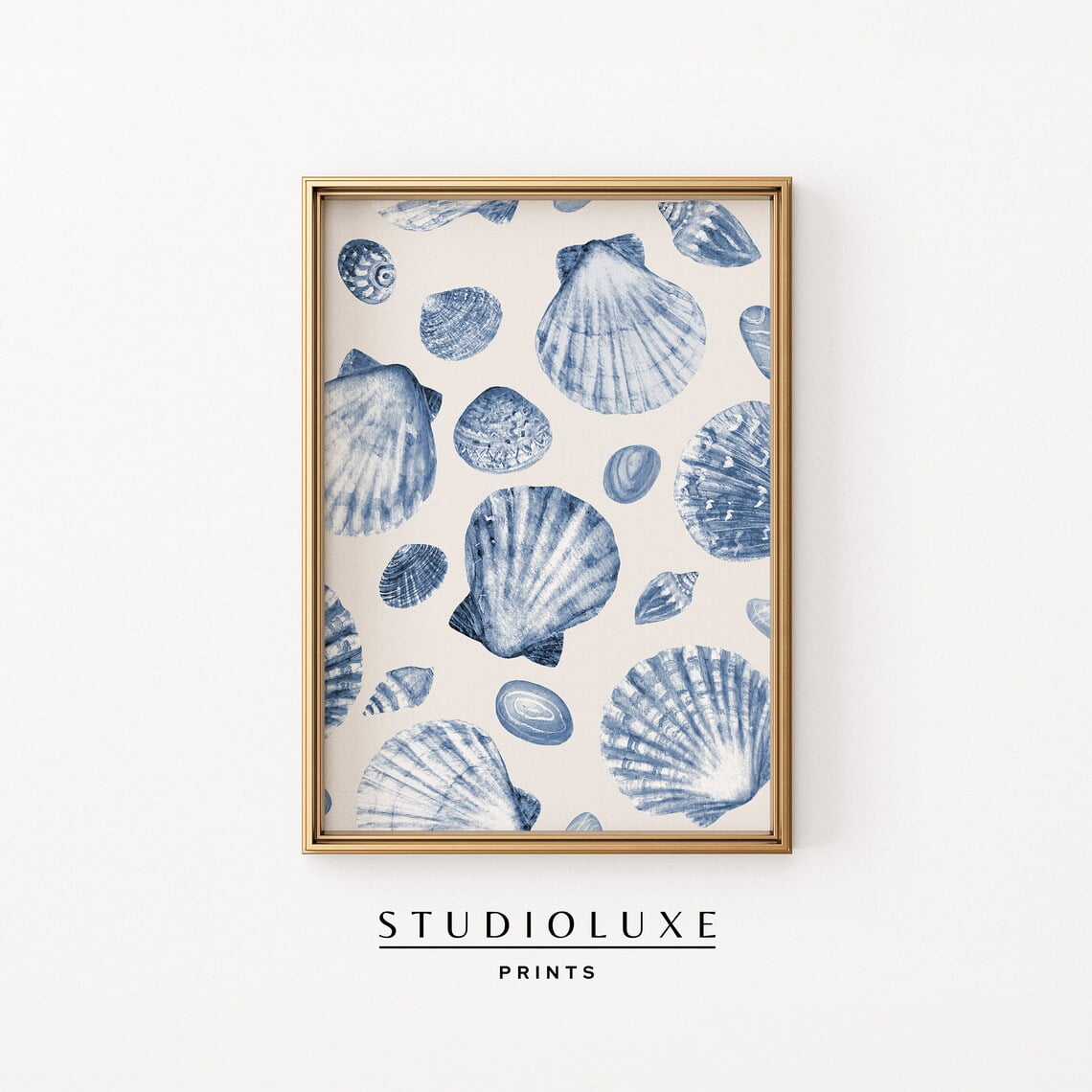 Blue Seashell Pattern Beachy Coastal Poster Unframed Paper Print ...