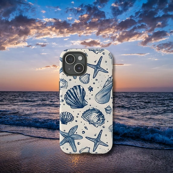 Blue Seashell Pattern Tropical Beachy Phone Case for iPhone 11 12 13 14 15 16 - Walmart.com