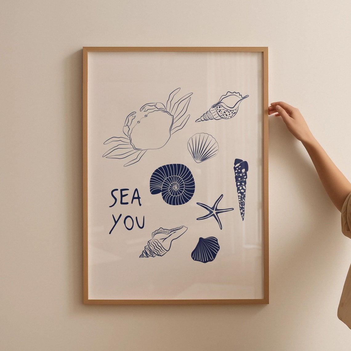 Blue Seashell Poster Beachy Coastal Wall Art Poster Decor For Living ...