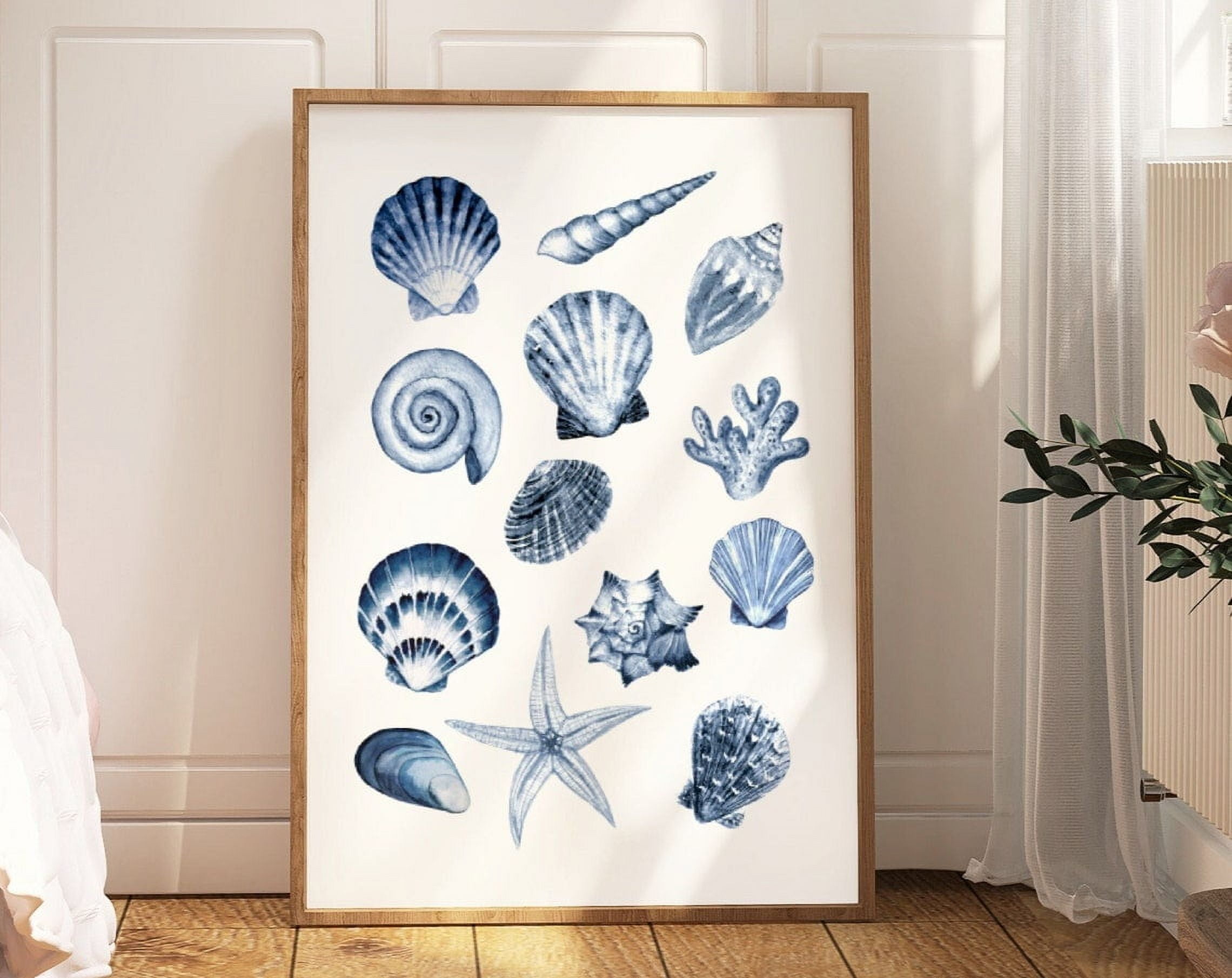 Blue Seashell Print, Coastal Cowgirl Decor, Beachy Room Decor, Surf ...