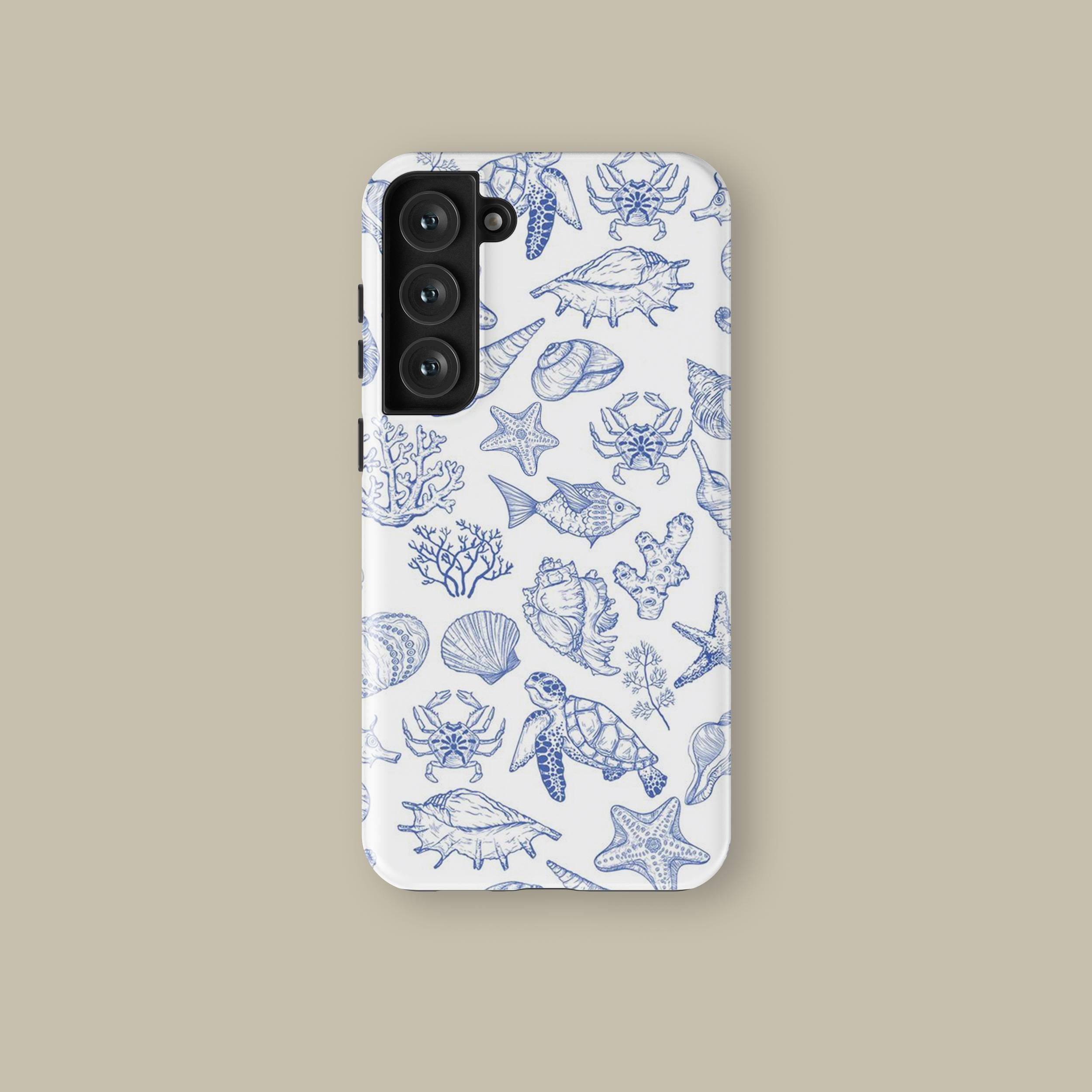Blue Seashell Sea Turtle Pattern Case for iPhone Samsung Ocean ...