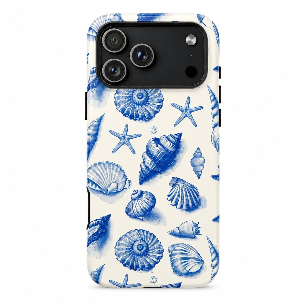 Blue Seashell Tough Case for Apple iPhone Models, Dual-Layer ...