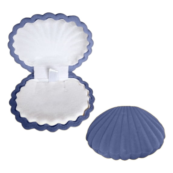 Blue Seashell Velvet Jewelry Box Small Display Organizer For Earrings ...