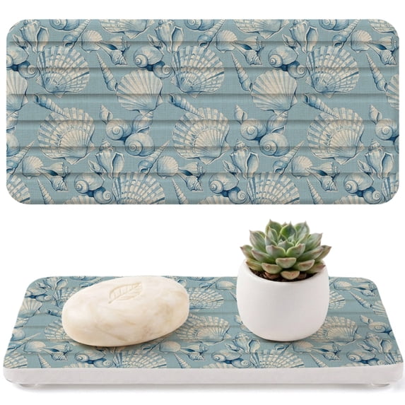 Blue Seashells Diatomaceous Earth Coasters, Summer Coastal Coral Dreamy ...