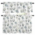 Blue Seashells Kitchen Curtains and Valances Set, Watercolor Coastal ...