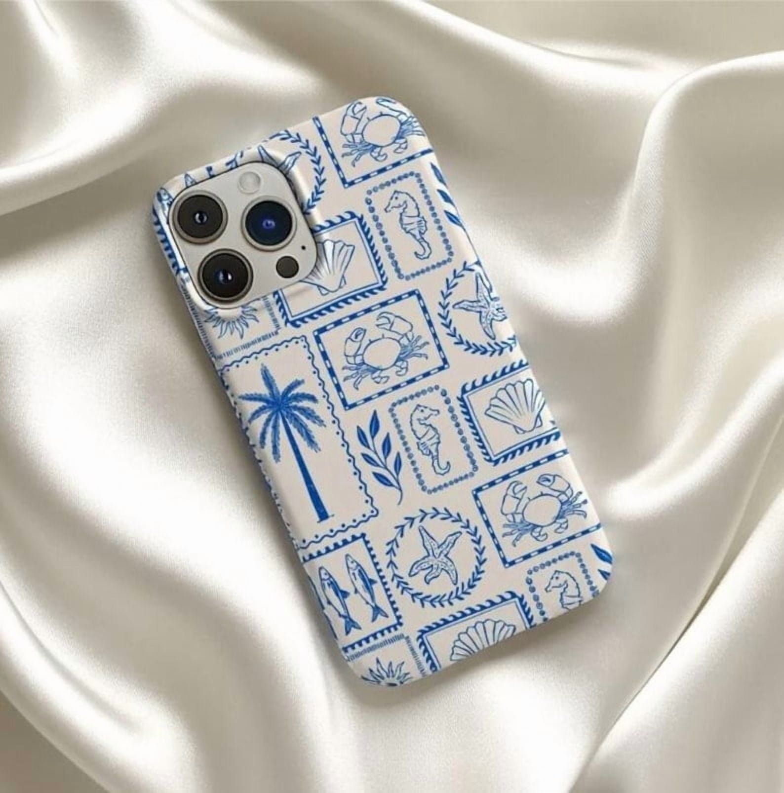 Blue Seashells Phone Case for iPhone 11 to 16 Amalfi Coastal Summer ...