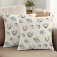 Blue Seashells Pillow Covers Set of 2, Coastal Vintage Leaf Rustic ...