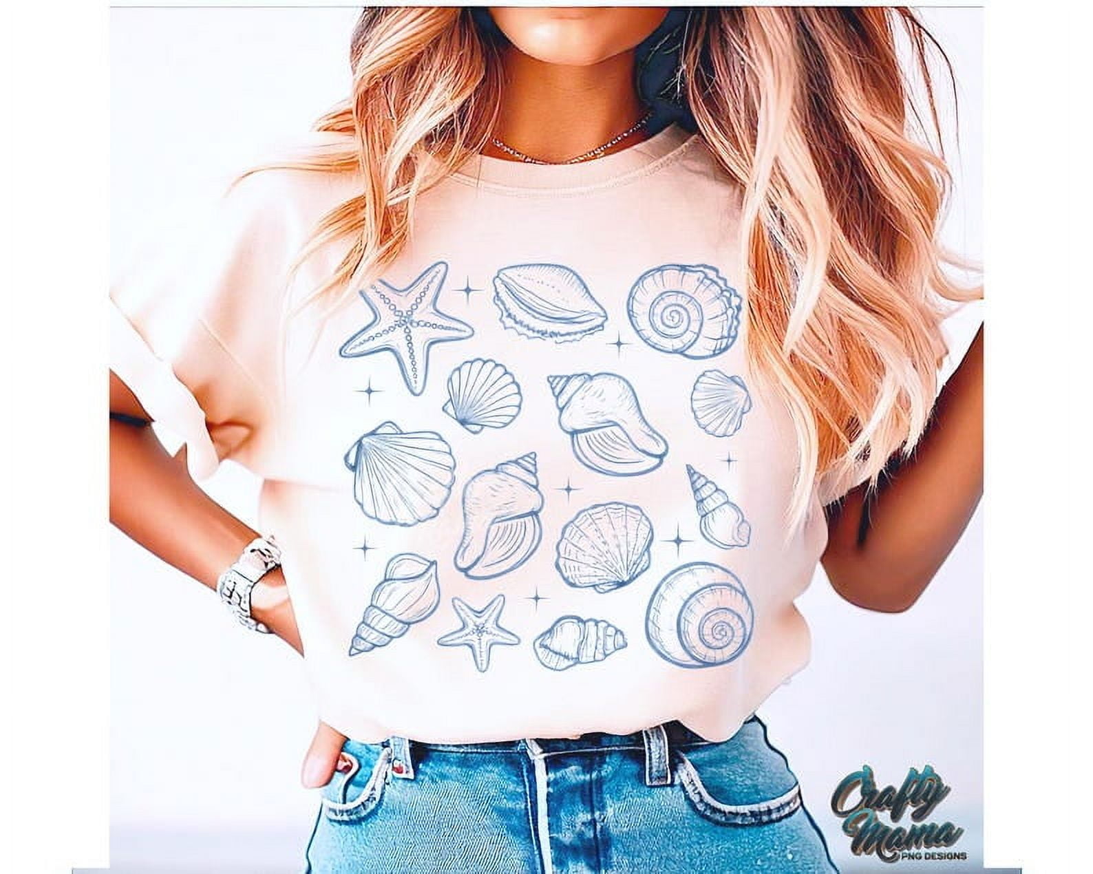Blue Seashells Shirt, Beach Seashell Shirt, Summer Beach Shirt, Beach ...