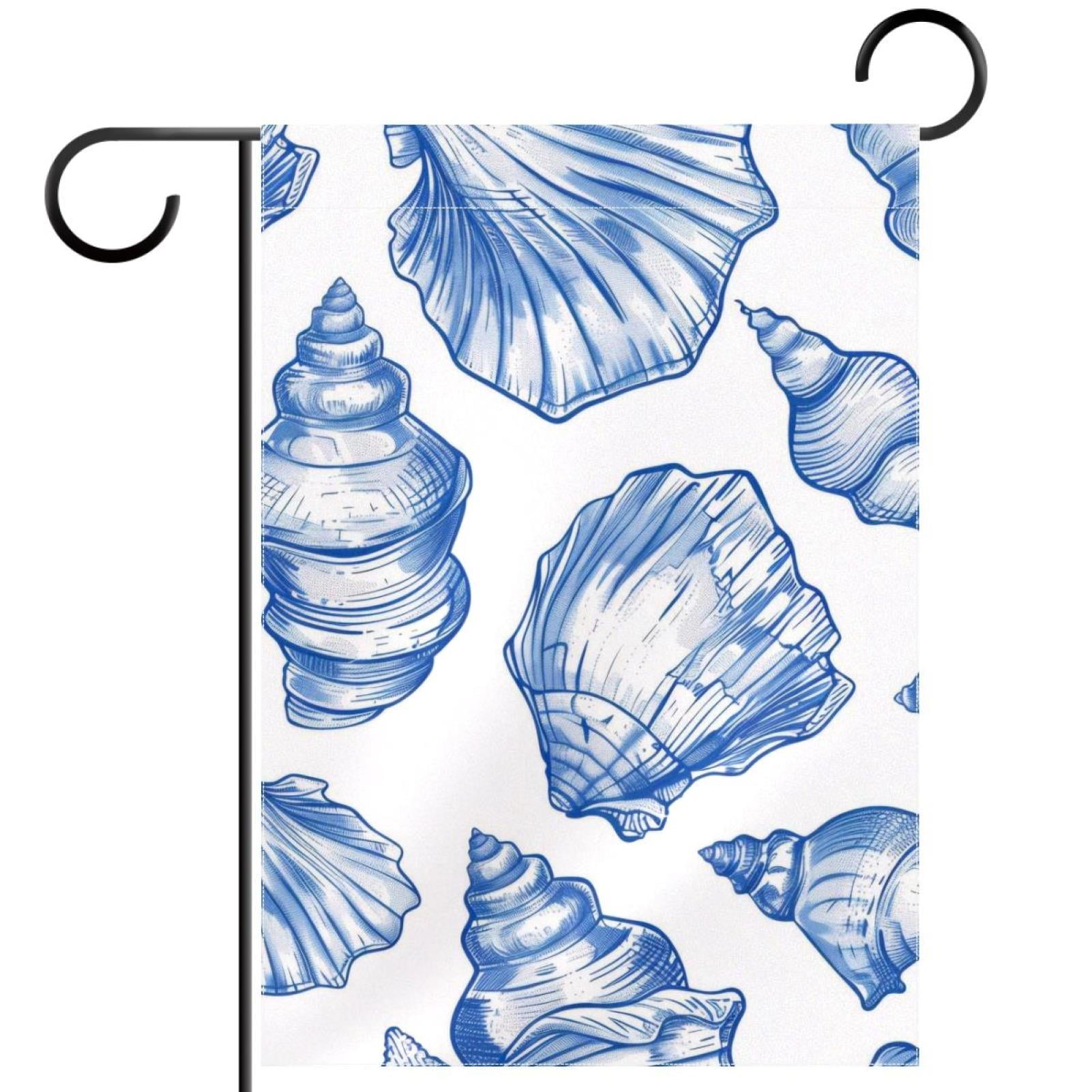 Blue Seashells Welcome Garden Flags, 12 x 18 Inch Double Sided Outdoor ...