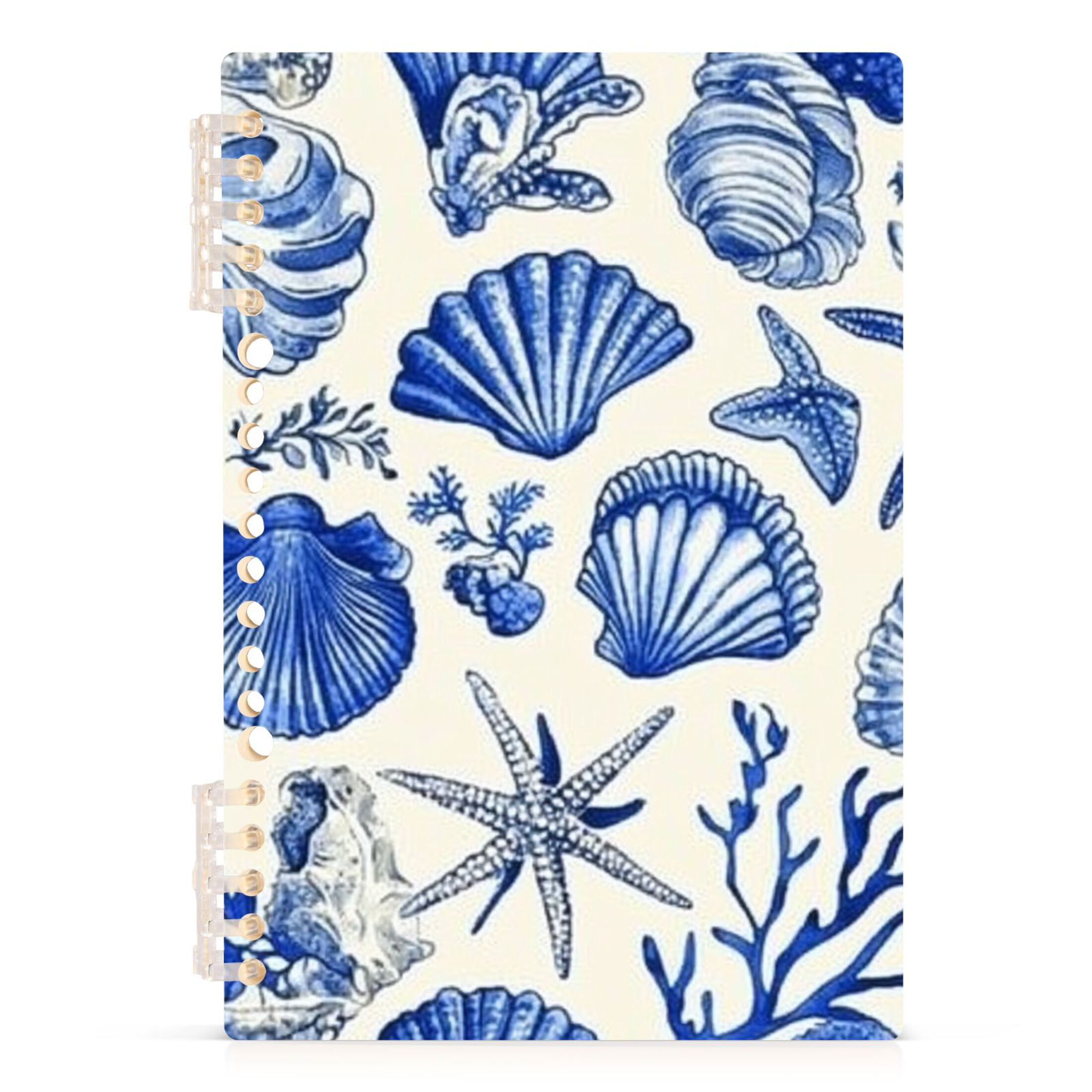 Blue Seashells and Starfish Lined Spiral Journal Notebook 60 Pages A5 ...
