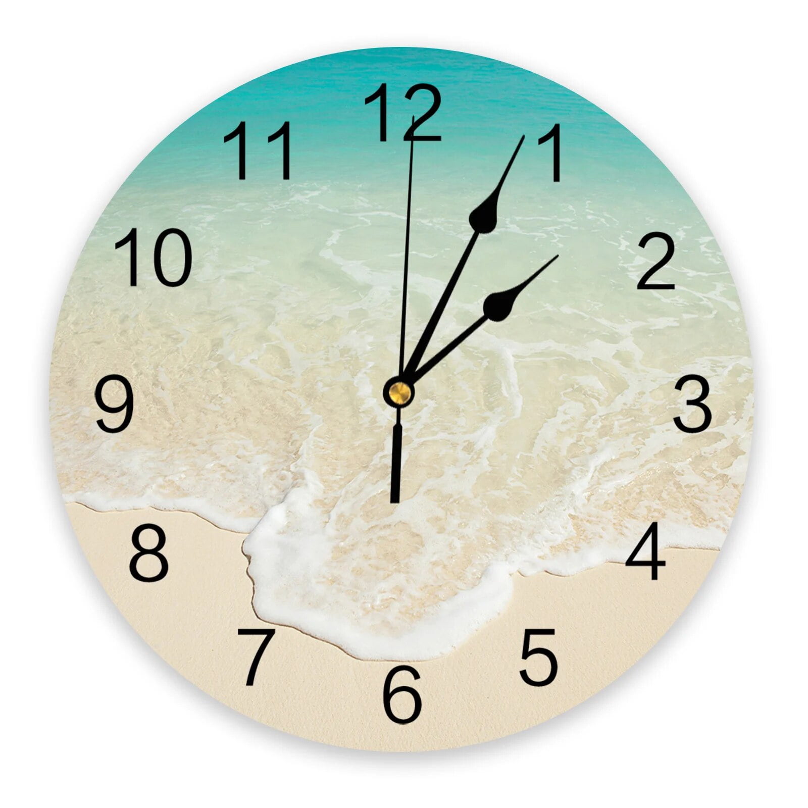 Blue Seaside Beach Clouds Wall Clock Modern Design Living Room ...