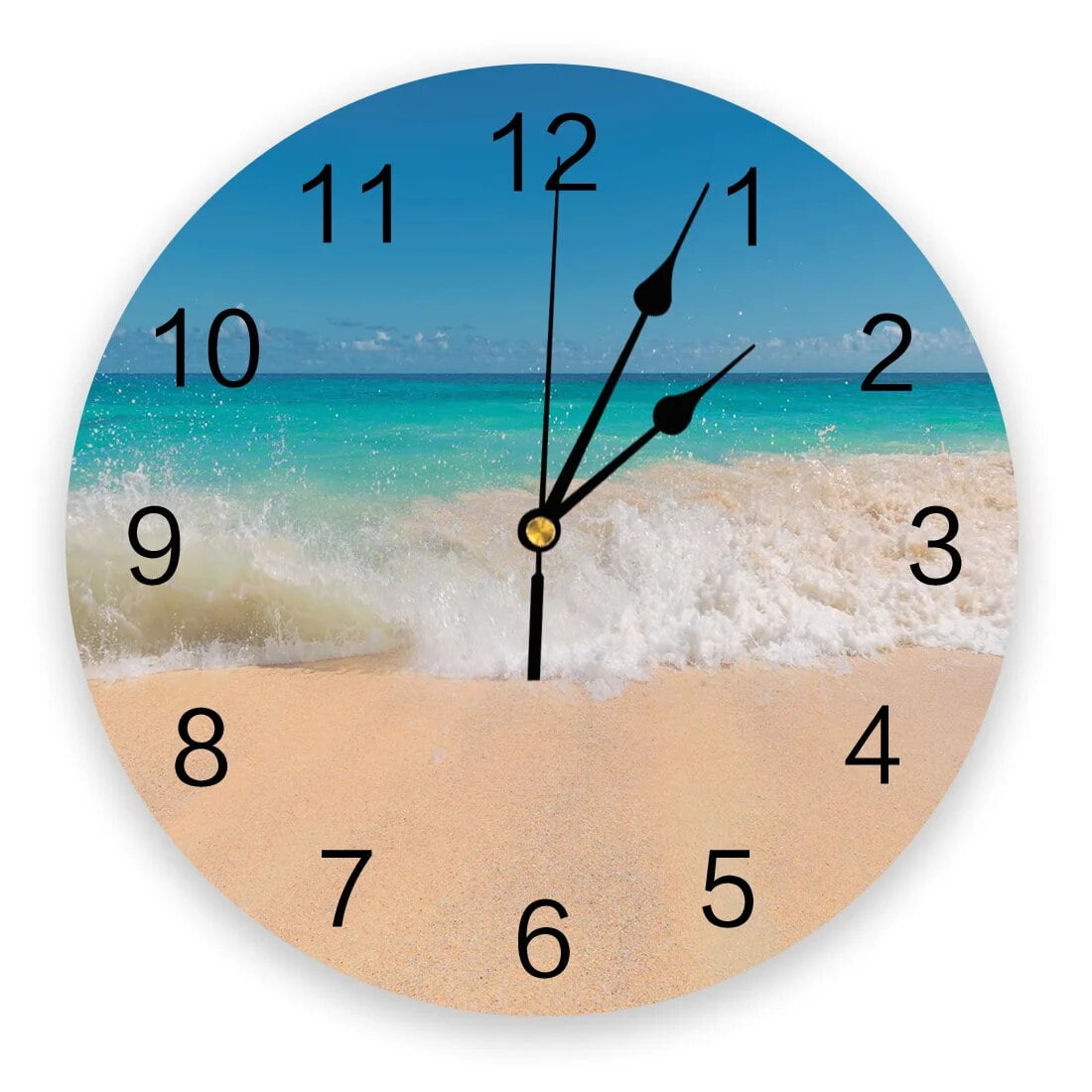 Blue Seaside Beach Clouds Wall Clock Modern Design Living Room ...