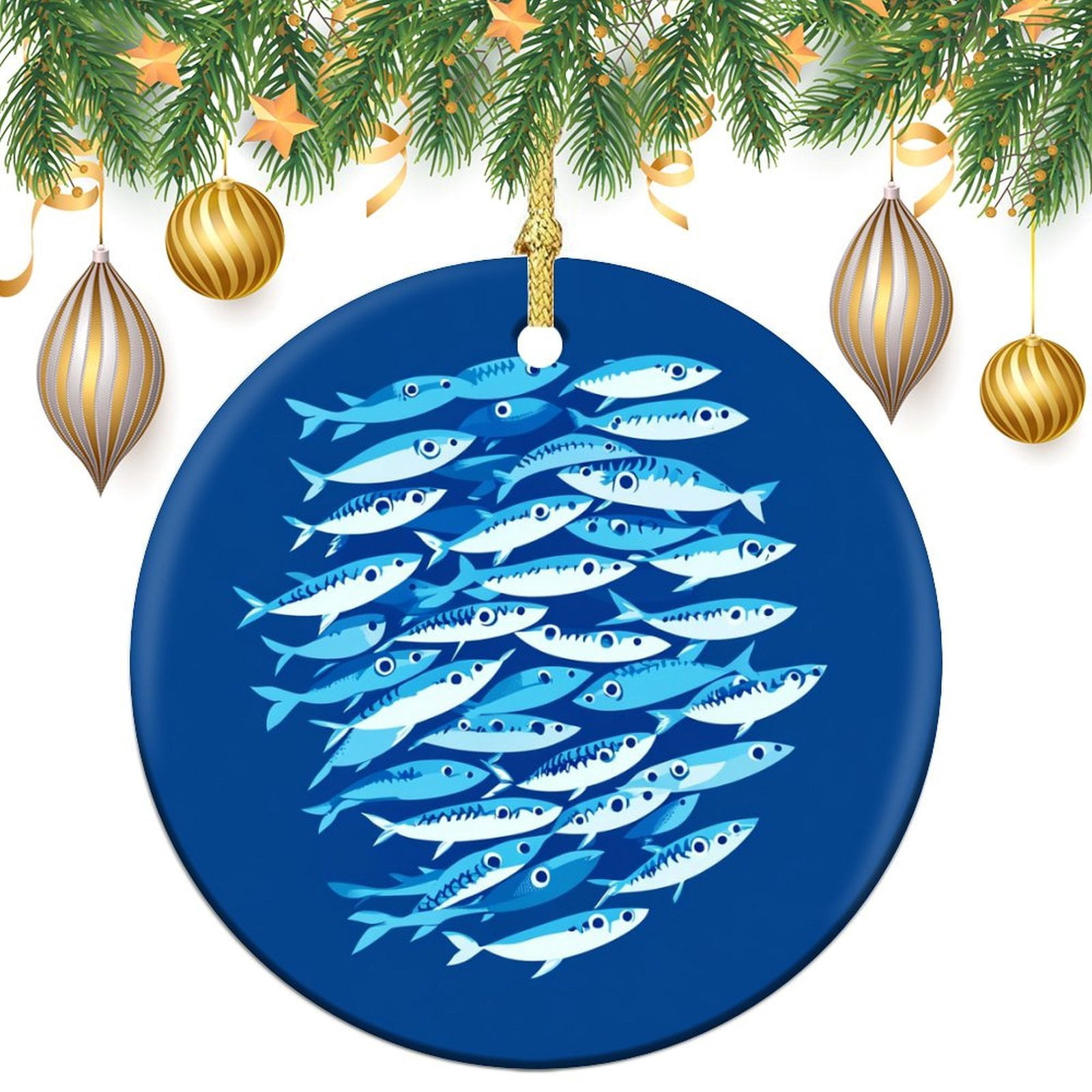 Blue Seaside Fish Illustration Ceramics Ornaments Watercolor Fish ...