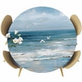 Blue Seaside Round Tablecloth 45-54 Inch Round Fitted Table Cloth with ...