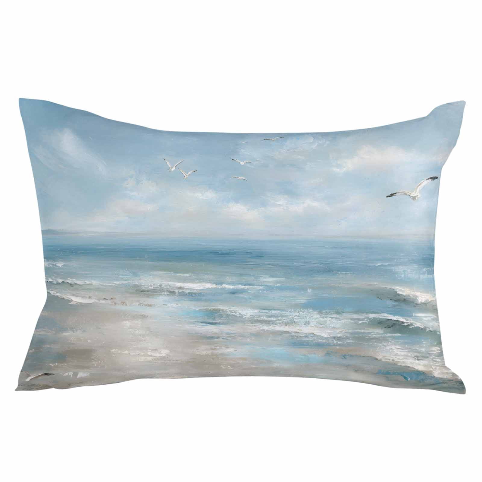 Blue Seaside Throw Pillow Cover 20 x 36 Inch Decorative Pillow Cover ...