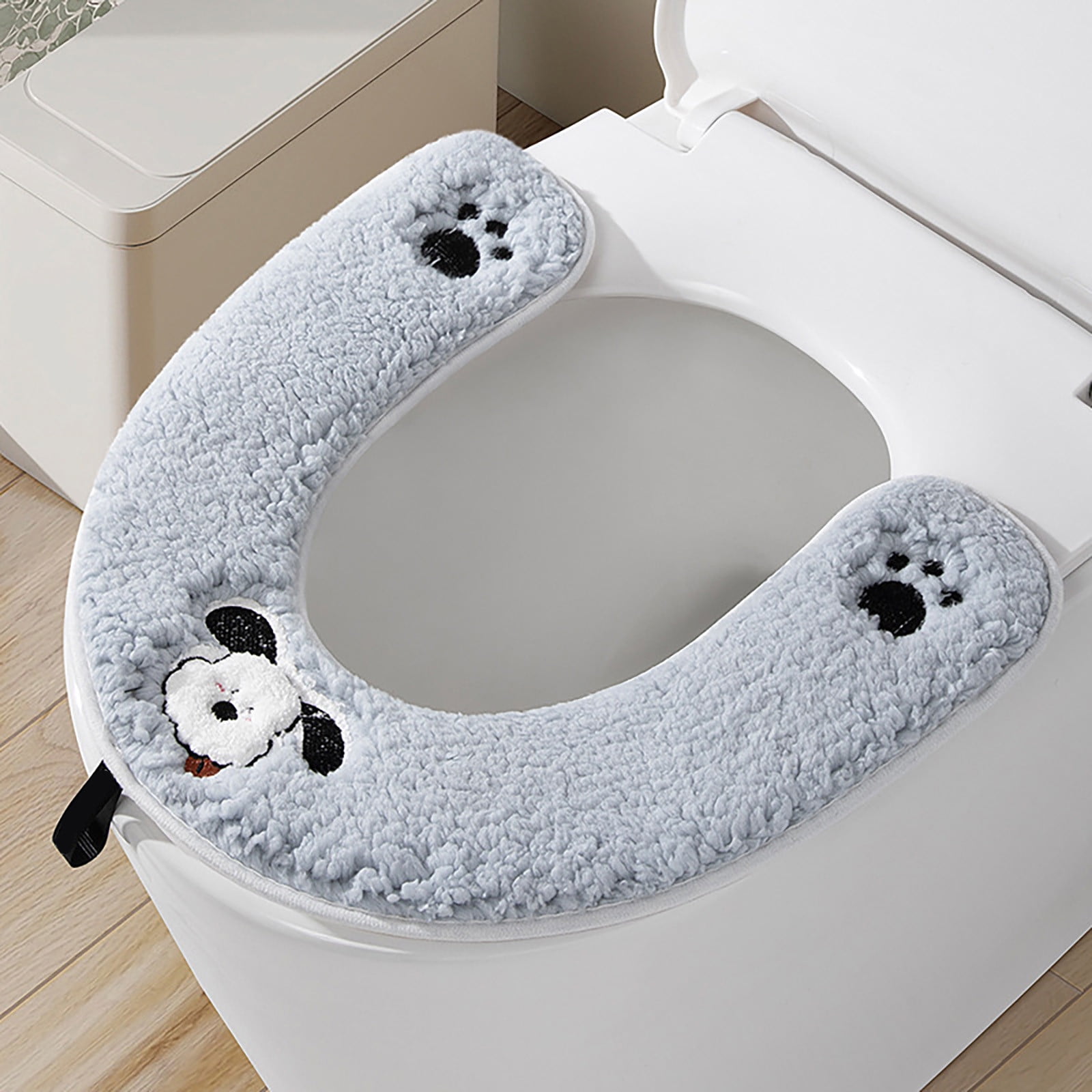 Blue All Season Thickened Toilet Seat Cover, Cartoon Handle Plush ...