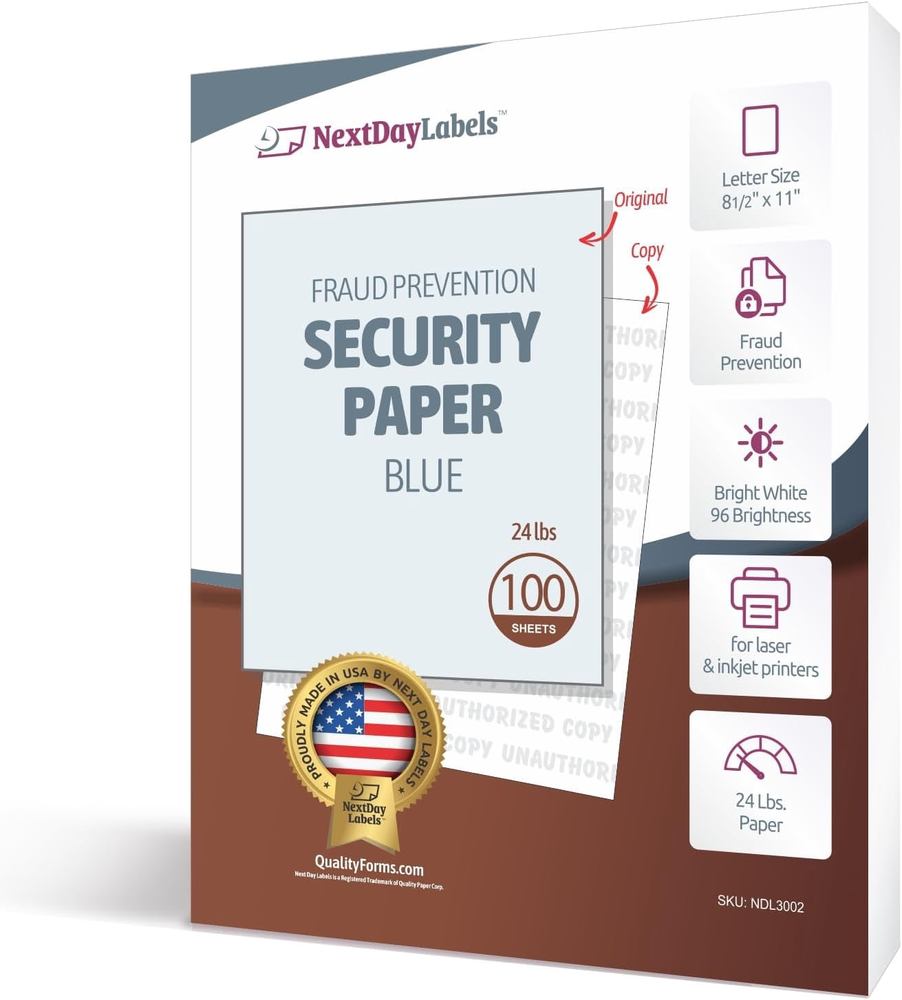 Blue Security Paper – Multi-Purpose UNAUTHORIZED COPY Fraud Prevention ...