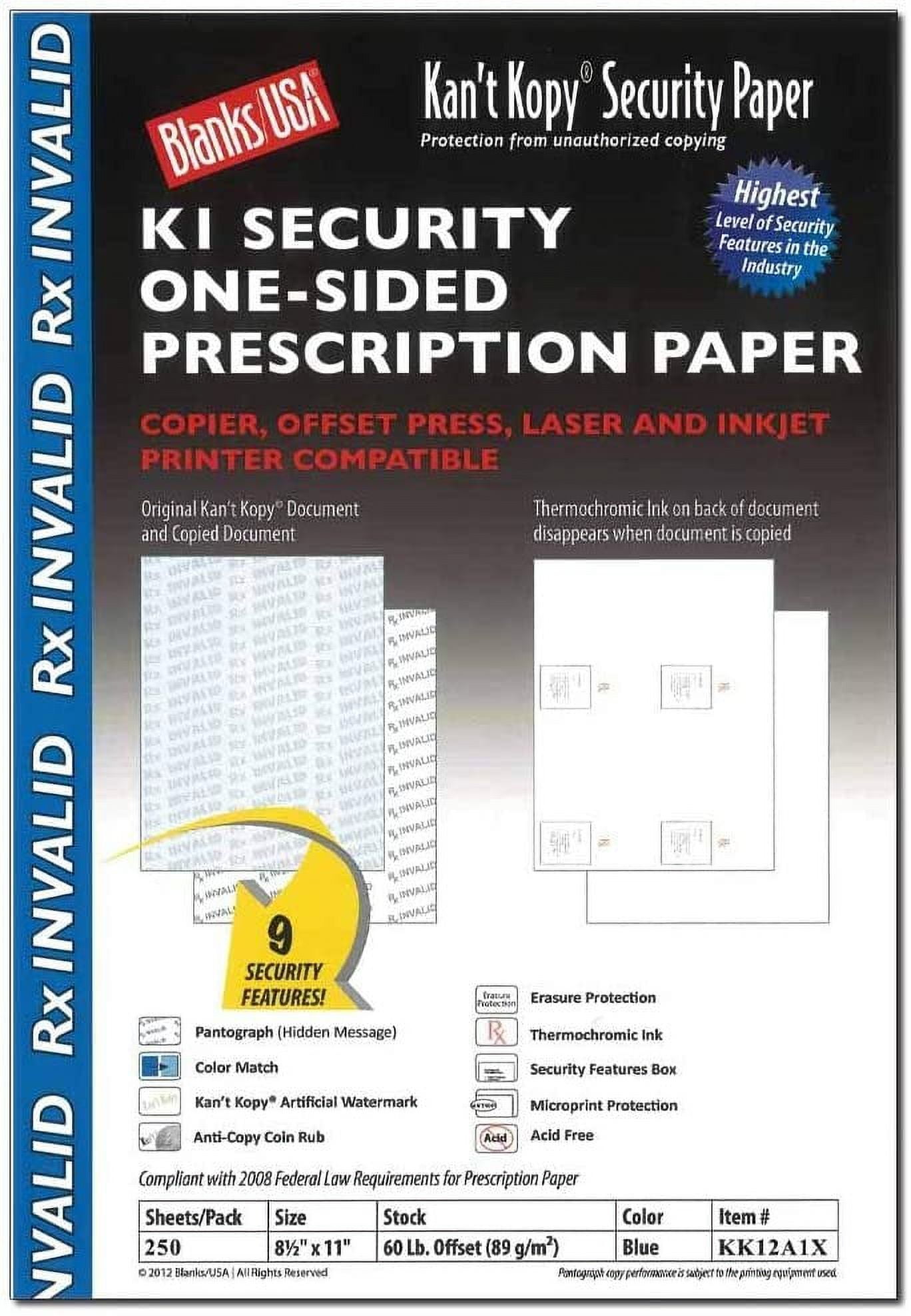 Blue Security Prescription Paper - 250 Sheets - Walmart.com