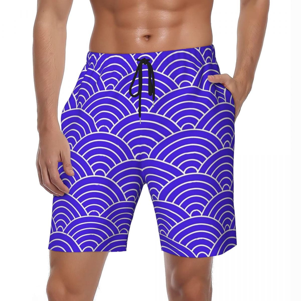 Blue Seigaiha Wave Board Shorts Summer Art Board Short Pants Man Hawaii ...