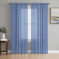Blue Semi Sheer Curtains 108 Inch Length 2 Panels Set, Farmhouse ...
