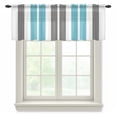 Blue and Semi Sheer Valance Curtains, Grey Striped Rectangular ...