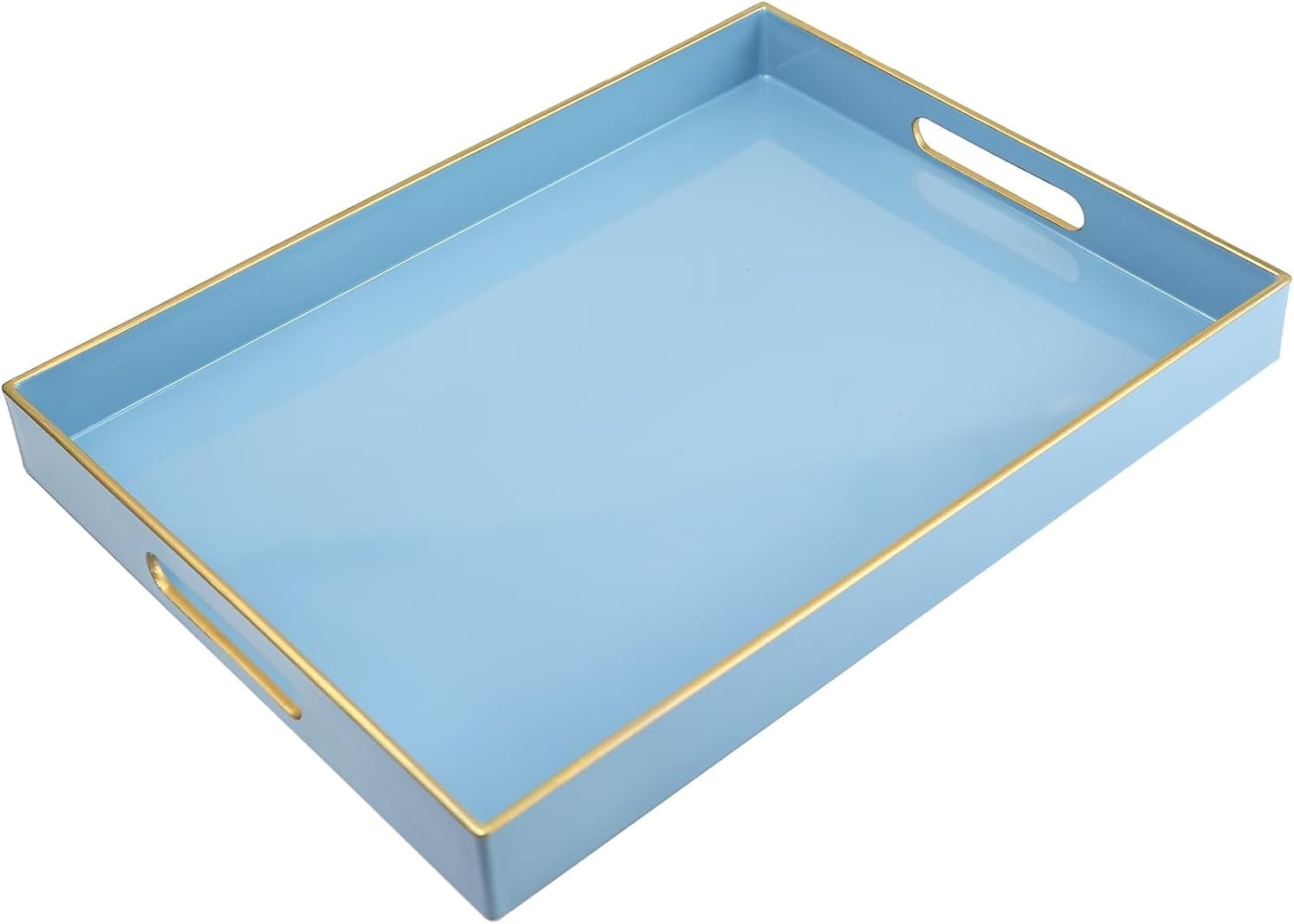 Blue Serving Tray for Ottoman, Coffee Table, Rectangle Decorative Tray ...