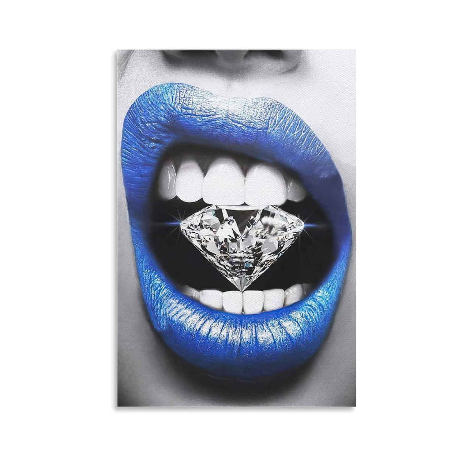Blue Sexy Lip Diamond Poster Wall Art Canvas Aesthetic Music And Movies ...