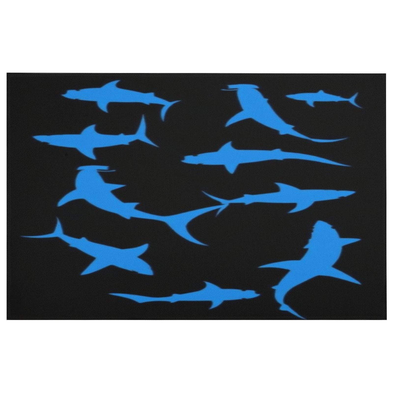 Blue Shark Silhouettes Pattern Adult Home Decor Bedroom Living Room ...