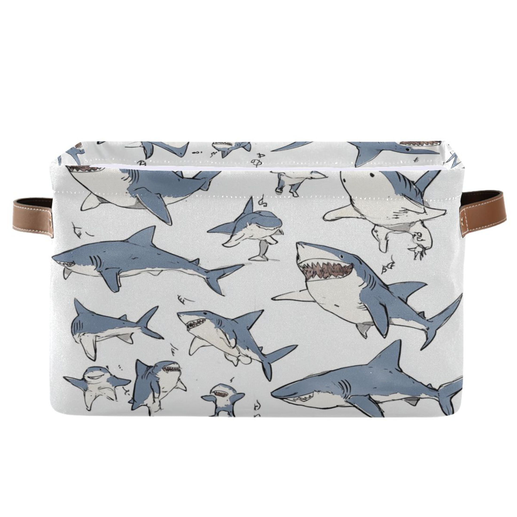Blue Shark with White Belly Foldable Storage Basket,Canvas Fabric ...