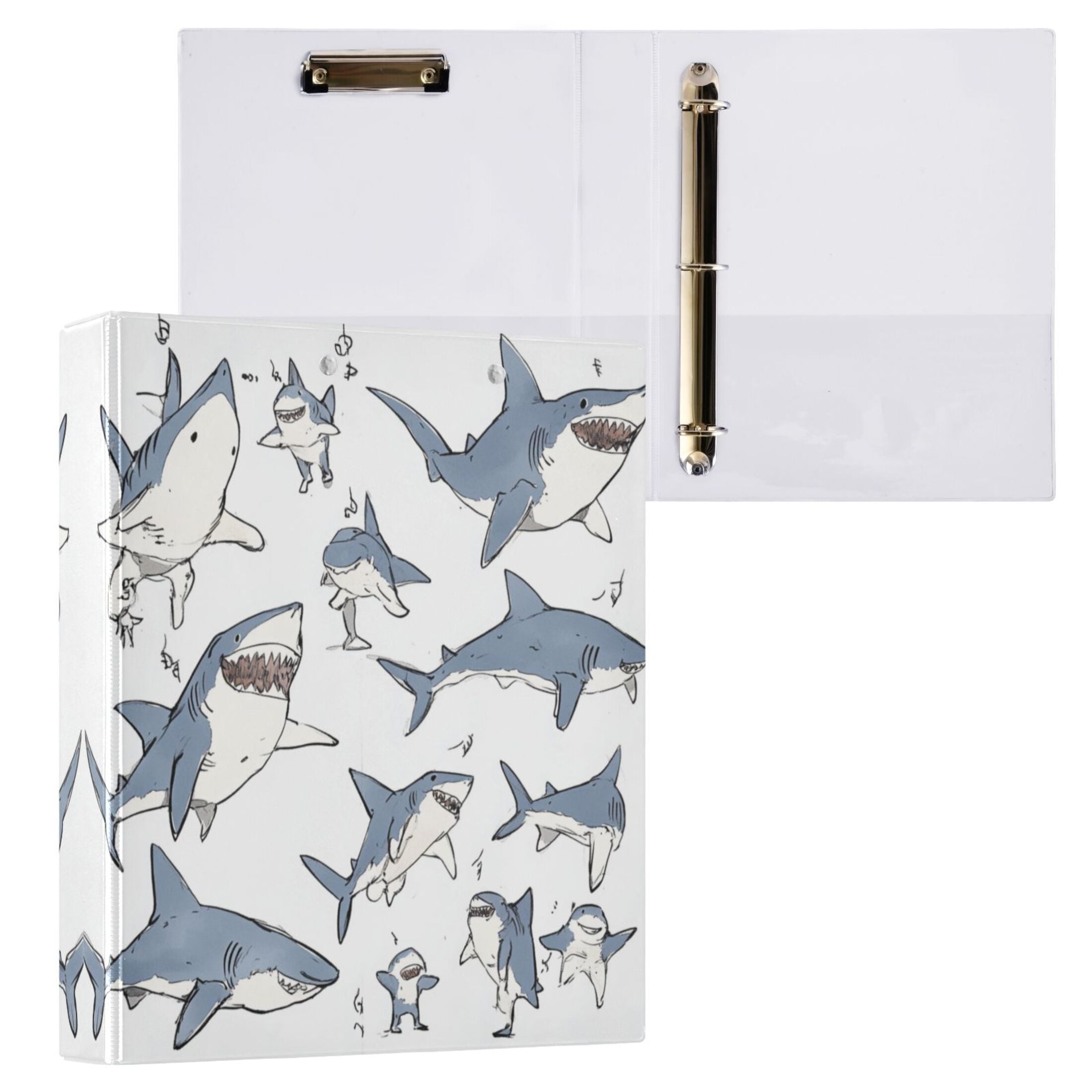 Blue Shark with White Belly 3 Ring Hardcover Binders 1.5in Round Rings ...