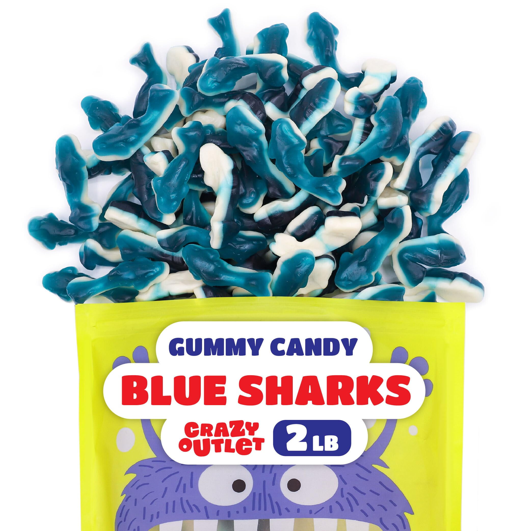Blue Sharks Gummy Candy BCF26 - 2 Pound Bulk Bag of Blue Raspberry ...