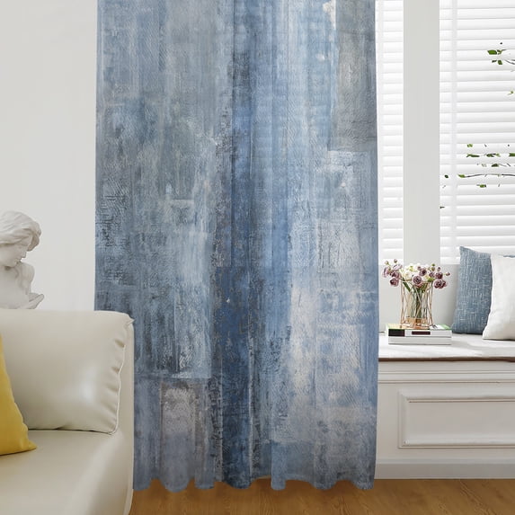 Blue Sheer Curtains 63 Inch Length, Light Filtering Voile Curtain Panel ...