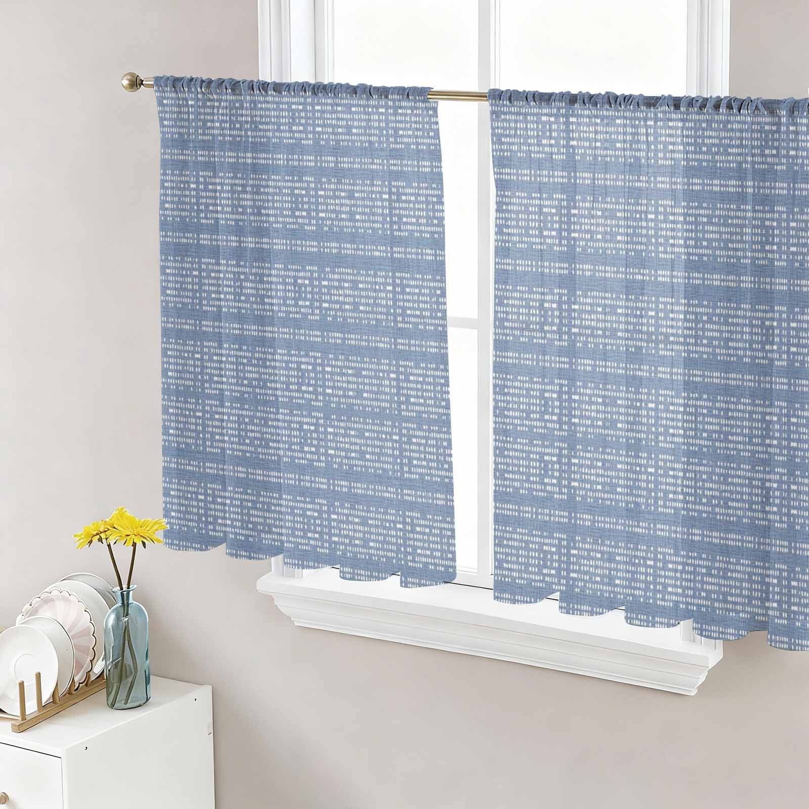 Blue Sheer Curtains for Living Room Bedroom Modern Geometric Abstract ...