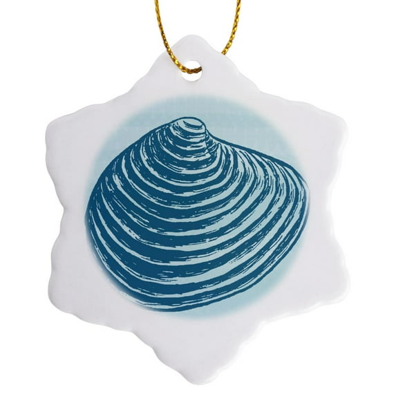 3drose, Blue Shell - Beach Theme Art, 3 inch Snowflake Porcelain ...