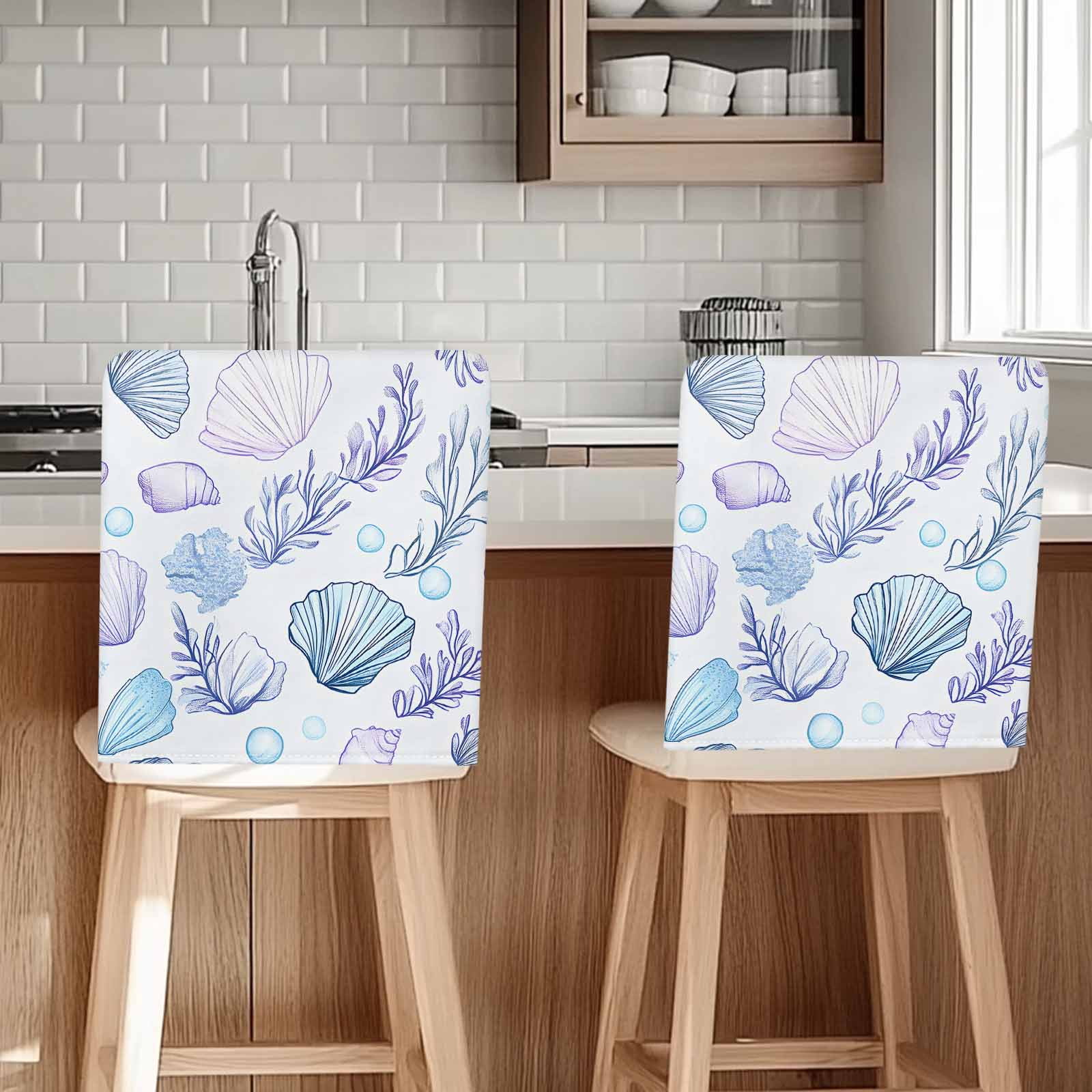 Blue Shell Chair Covers Set of 1 Conch Purple Coral Bubble Ocean ...