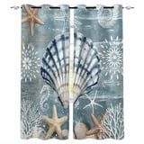 Blue Shell Coastal Blackout Curtains 84 Inches Long, Summer Beach ...
