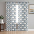 Blue Shell Coastal Sheer Curtains 96 Inch Length 2 Panels Set, Seaside ...