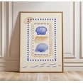 Blue Shell Poster Coastal Line Art Minimalist Paper Wall Decor ...
