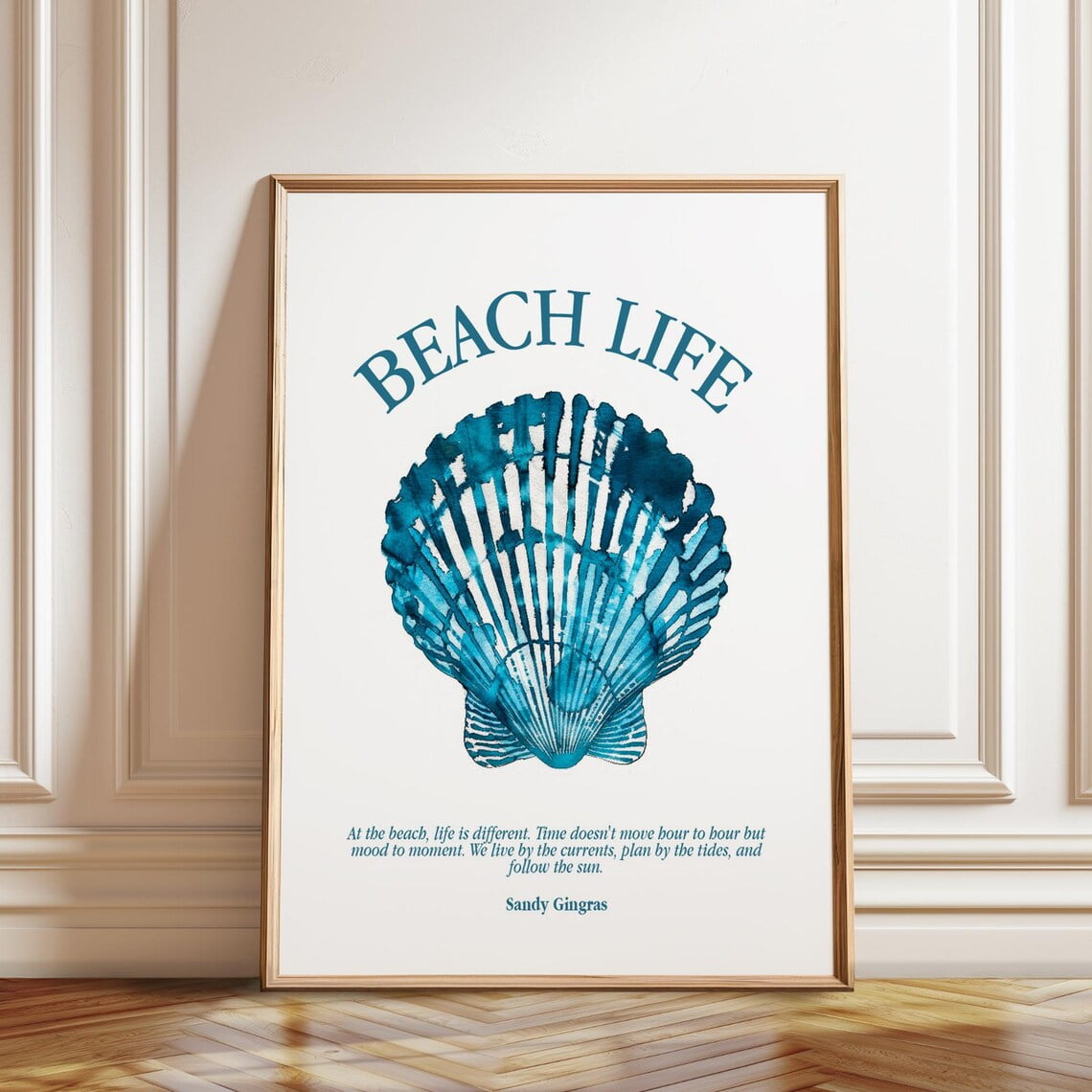 Blue Shell Print Poster - Beach Life - Coastal Decor With Inspirational ...