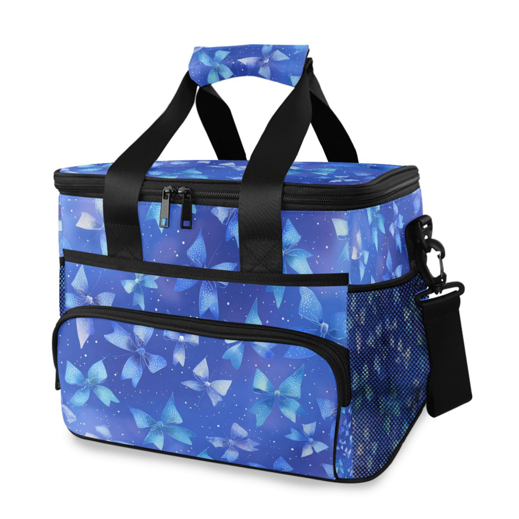 Blue Shining Bows Portable Cooler Lunch Box Reusable Insulated Lunch ...