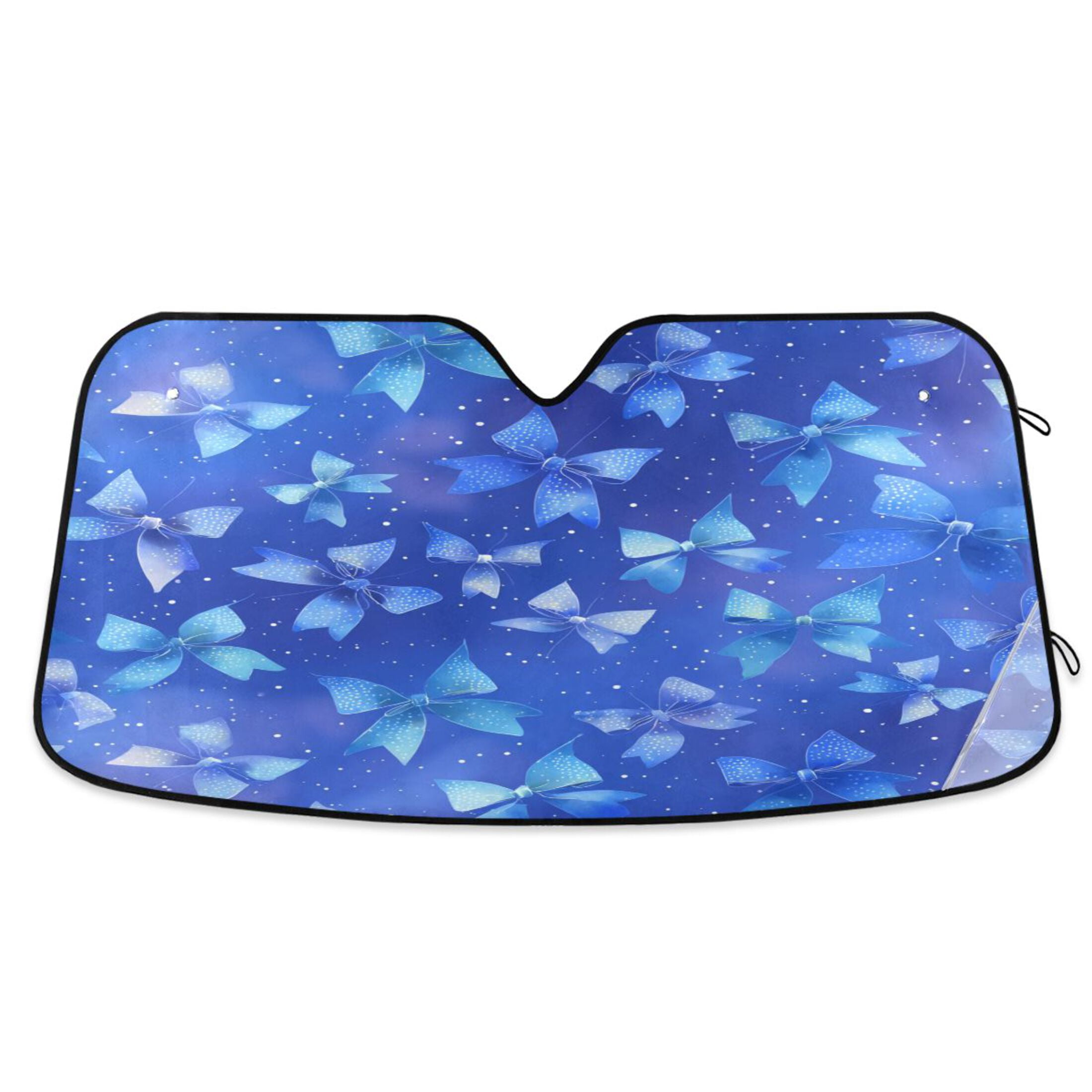 Blue Shining Bows Windshield Sun Shade Automobile Visor Accordion ...